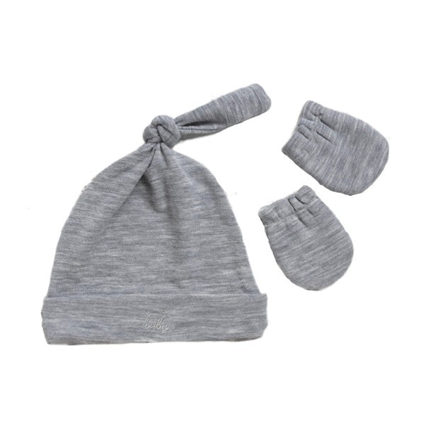 Merino Baby Hat and Mitten Set - Grey – babygoodswarehouse